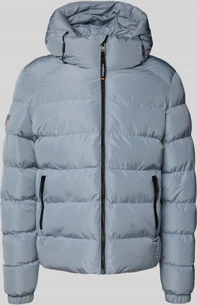 Superdry Steppjacke mit Kapuze und seitlichen Reißverschlusstaschen
