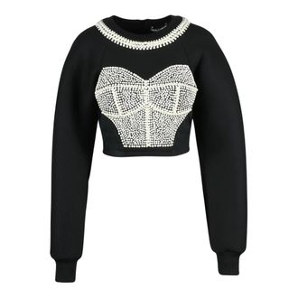 Dolce & Gabbana Kurzer taillierter Pullover - - Sweatshirts & Hoodies - Damen - Schwarzk - 2XL