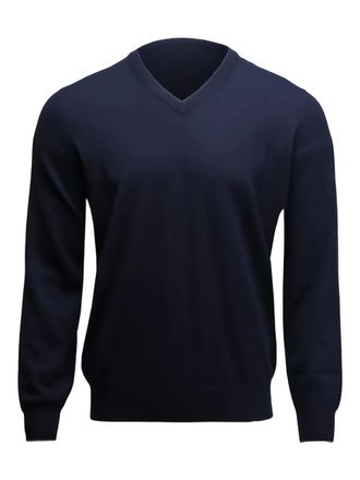 Brunello Cucinelli pull &agrave; col v - Bleu