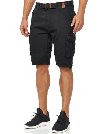 Indicode Herren Monroe Cargo Cargo-Shorts inkl. G&uuml;rtel | Bermuda M&auml;nner Sommerhose aus Baumwolle Black, XXL
