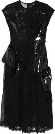 Simone Rocha Robe &agrave; paillettes &agrave; col rond - Femme - Robes - Noir - Taille: 34 FR