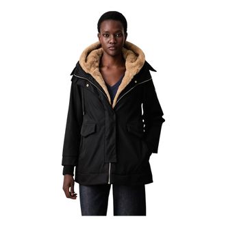 Gaud&igrave; Parka avec capuche en fausse fourrure - Femme - Vestes - Noir - Taille: 36 FR