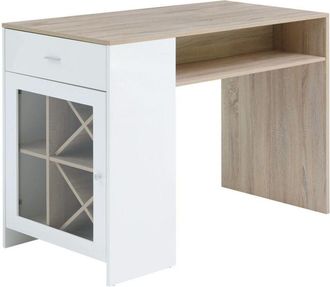 Vente-Unique Vente-unique - Meuble de bar avec rangements - Blanc et naturel - niraya