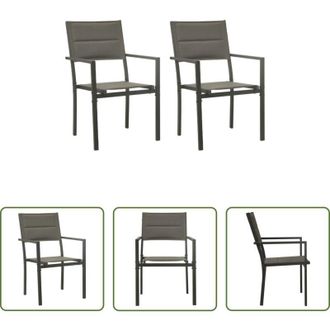 vidaXL vidaXL Terrassenstuhl - Gartenst&uuml;hle 2 Stk. Textilene und Stahl Grau und Anthrazit