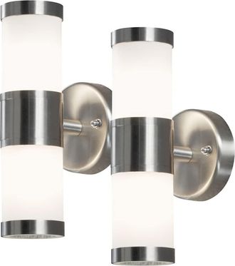 Konstsmide 2er-Set Wandleuchten MODENA Up-/Down-Light, GU9, H&ouml;he 23 cm, IP44, opales Glas; Konstsmide 7592-000