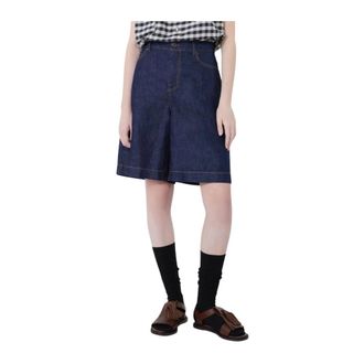 Max Mara Regular Straight-Leg Bermuda - - Shorts - Damen - Blau - 2XS