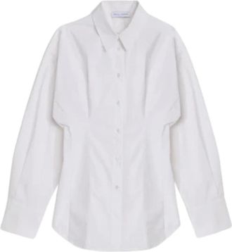 Weili Zheng Femme, Blouses et Chemises, Blanc, Taille: 38 FR Camicia Slim in Cotone a Clessidra