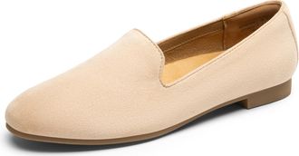 Dream Pairs Damen-Schuhe, l&auml;ssig, spitzer Zehenbereich, Ballett-Komfort, weiche Slip-on-Flachschuhe,Size 40.5,Nackt-Wildleder,SDFA2403W