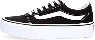 Vans Ward Platform, Sneaker Basse Femme, Noir Canvas Black/White, 34.5 EU