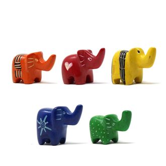 Global Crafts Kleine Elefanten-Figuren aus Speckstein, handgefertigt in Kenia, Sortiert, Packung mit 5 Farben (KSASMELE-5PK)