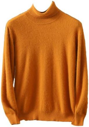 Generic Pull à col roulé pour homme 100 % cachemire de vison Grande taille Pull en tricot ample chaud, Jaune curcuma., 3XL