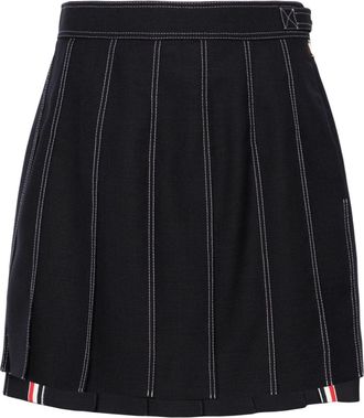 Thom Browne minijupe plissée à rayures - Bleu