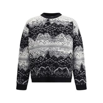 Laneus Norwegisches Motiv Wollpullover - - Knitwear - Herren - Grau - XL