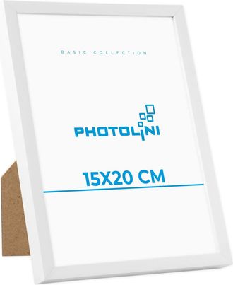 Photolini Bilderrahmen 15x20 cm Weiß, Kunststoff-Rahmen schmal, bruchsicheres Acrylglas, zum Aufstellen und Aufhängen, extra Zubehör - Dokumentenrahmen für Urku