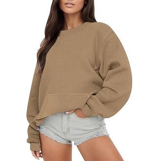 Generic Pull sans capuche pour femme Sweat-shirts l&eacute;gers Pour Royaume-Uni Pull &agrave; capuche Sweat-shirt uni Blouse Pull Sweat-shirts avec poches Vestes thermique