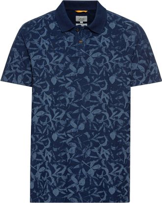 Camel Active Herren Pique Poloshirt mit floralem Print Blau, Menswear-XL