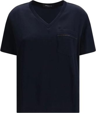 Fabiana Filippi Femme, Tops, Bleu, Taille: 36 FR T-shirt en viscose &agrave; col rond