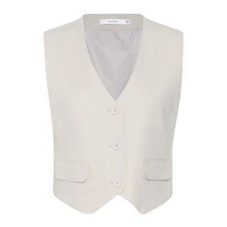 Gestuz Ancient Scroll Linen Waistcoat - - Suits - Damen - Grau - S