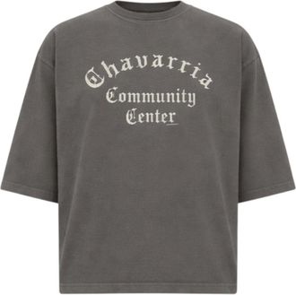 Willy Chavarria Homme, Tops, Gris, Taille: M Community Center Cotton T-Shirt