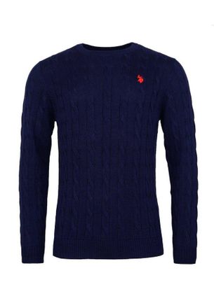 U.S.Polo Association Strickpullover Pullover Rundhals Feinstrick Zopfmuster (1-tlg)