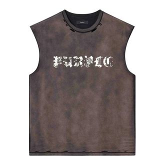 Purple Homme, Tops, Noir, Taille: S Worn Gothic Tank Top