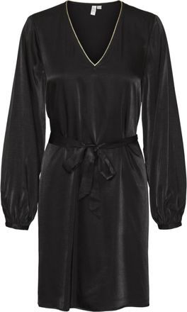 Vero Moda Damen Vmrikka L/S Short Dress WVN Btq Ga Minikleid, Black/Detail:Gold Neckline Edge, X-Small