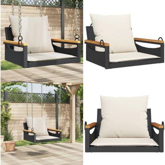 vidaXL Vidaxl - H&auml;ngesessel mit Kissen Schwarz 63x62x40 cm Poly Rattan - Hollywoodschaukel - Gartenschaukel - Gartenm&ouml;bel - Balkonm&ouml;bel - Lounge M&ouml;bel