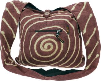 Guru Shop Sadhu Bag mit Batik Spirale,große Boho Schultertasche, Schulterbeutel - Braun, Unisex - Erwachsene, Baumwolle, 35x40x10 cm