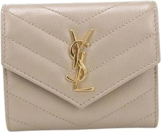Saint Laurent Portefeuille Tri-fold Pre-owned - Femme - Pre-owned - Beige - Taille: ONE Size