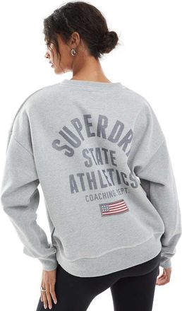 Superdry Athletic Essentials - Sweat décontracté imprimé - Gris chiné