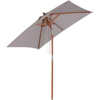 OUTSUNNY Parasol rectangulaire inclinable bois polyester haute densit&eacute; 2L x 1,5l x 2,3H m gris clair