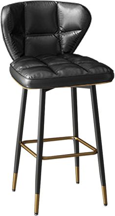 Generic Barhocker, Barhocker mit R&uuml;cken- und Fu&szlig;st&uuml;tze, mit PU-Leder bezogene Barhocker in Tresenh&ouml;he, einfache Montage, Sitzh&ouml;he 76 cm