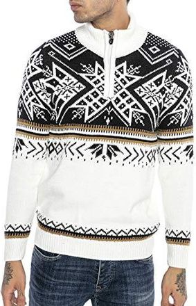Red Bridge Pull tricoté pour Homme Chandail norvégien à col Montant Blanc XXL