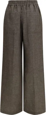Brunello Cucinelli High-Rise Linen Trousers - Brown