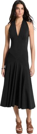 Michael Kors Femme, Robes, Noir, Taille: 40 FR Robe Midi &agrave; Col Halter en Jersey Mat Stretch