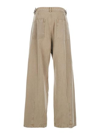 Wooyoungmi Mens Beige Pants With Belt Loops Cotton Trousers