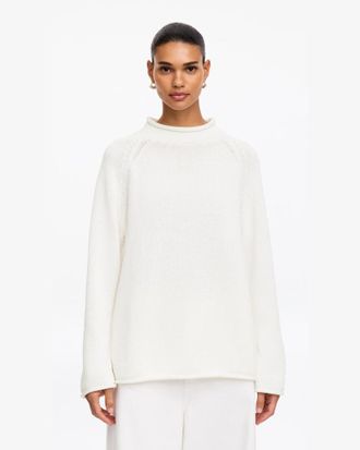 Arket Baumwollpullover Mit Rollkanten -Wei&szlig;