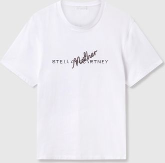 Stella McCartney Mother Sequins Boxy T-Shirt, Woman, Pure white, Size: XS