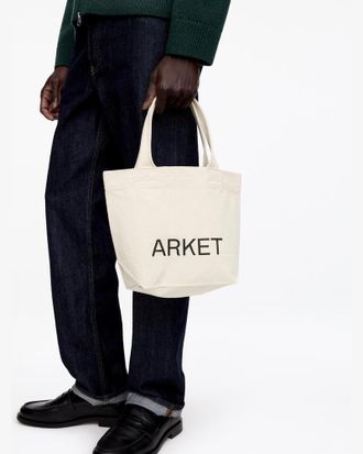 Arket Mini-Tragetasche Aus Canvas -Wei&szlig;