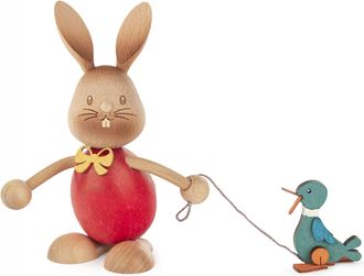 Rudolphs Schatzkiste Osterhase Hase Stupsi mit Ente BxH 7x12cm NEU Osterfigur Holzhase