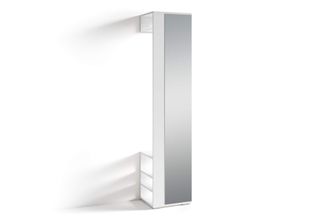 Byliving Flurgarderobe BEN / Garderobe matt wei&szlig; mit Spiegel / Spiegelschrank f&uuml;r Flur mit Kleiderstange und Ablage / B 40, H 184, T 35 cm