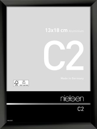 Nielsen Design Bilderrahmen, 13 x 18 cm, Aluminium, Schwarz glanz, Fotorahmen zum Auftstellen und Aufhängen im Hoch- & Querformat, Echtglas, C2