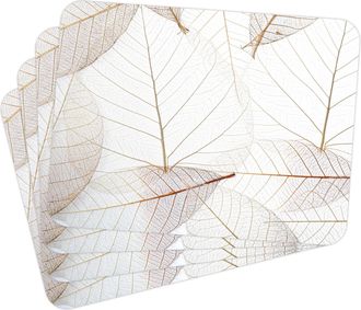 MG Design Set aus 4 Kork-Platzsets - Leaves 1 - 30 x 40 cm - hitzebeständig & abwischbar, mit Korkrückseite