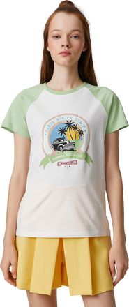 Koton Women Crew Neck Printed Reglan Sleeve T-Shirt