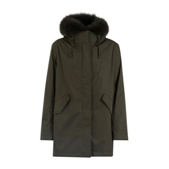 Yves Salomon Gr&uuml;ne Melange Pelz Parka - - Coats - Damen - Gr&uuml;n - S
