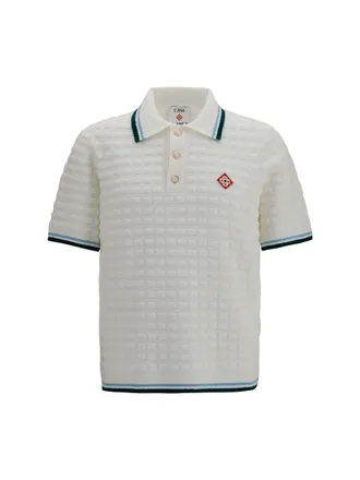 Casablanca Mens Polo Shirt Boucl&eacute; White Cotton T-shirts And Polos