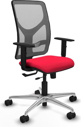 Piqueras y Crespo B&uuml;rostuhl, rot, mit 1D-Armlehnen, h&ouml;henverstellbare Lendenwirbelst&uuml;tze, ausgestattet mit Syncro/Traslack und Schneideschaum, mit Rollen von 65 mm, Nyl