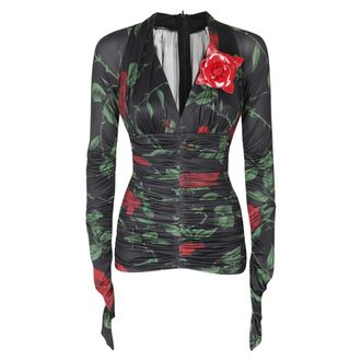 Blumarine Bedrucktes Stretch-Jersey-Oberteil - - Blouses & Shirts - Damen - Mehrfarbig - XS