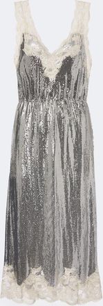 Paco Rabanne Midikleid aus Chainmail mit Spitze