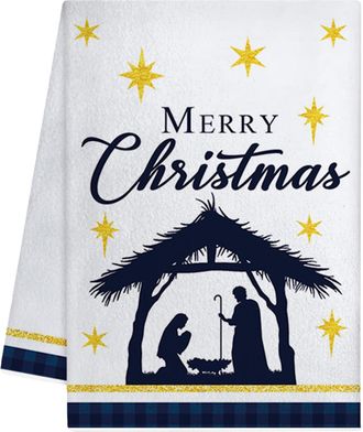 Generic Weihnachten H&auml;nde F&uuml;r Das Badezimmer - Festliche Krippe | Dekorative K&uuml;che Waschhandschuh | F&uuml;r Familie, Urlaub, T&auml;gliche Dekoration, Festival, Zuhaus